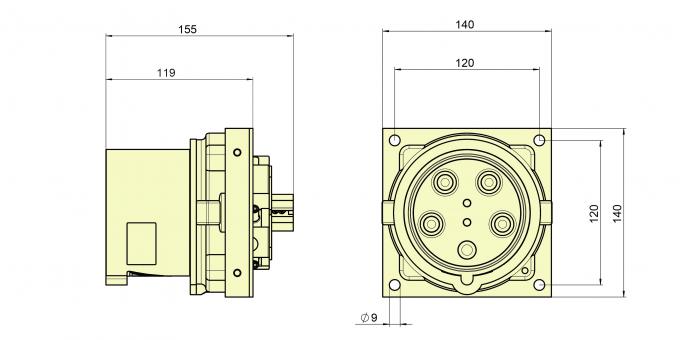 Heavy Duty PowerSyntax High Current Panel Mounted 4P 200A IP67 380V